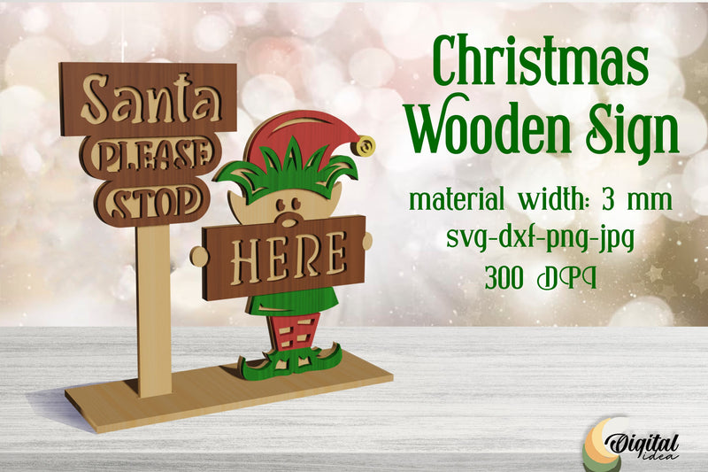 Christmas Sign Lasercut. 3D Christmas Wooden Sign Laser Cut. - So Fontsy