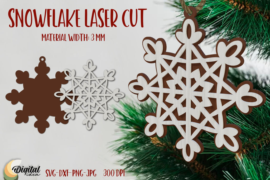 Christmas Snowflake. 3D Snowflake Laser Cut. Snowflake Laser Ornament ...
