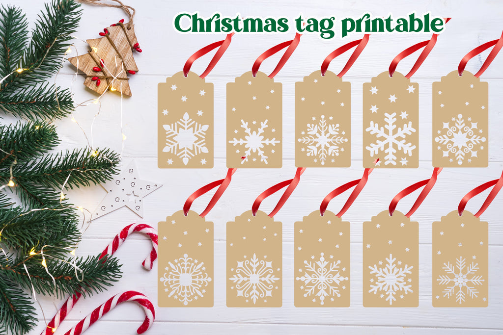 Christmas snowflakes tag printable, Christmas gift tag - So Fontsy