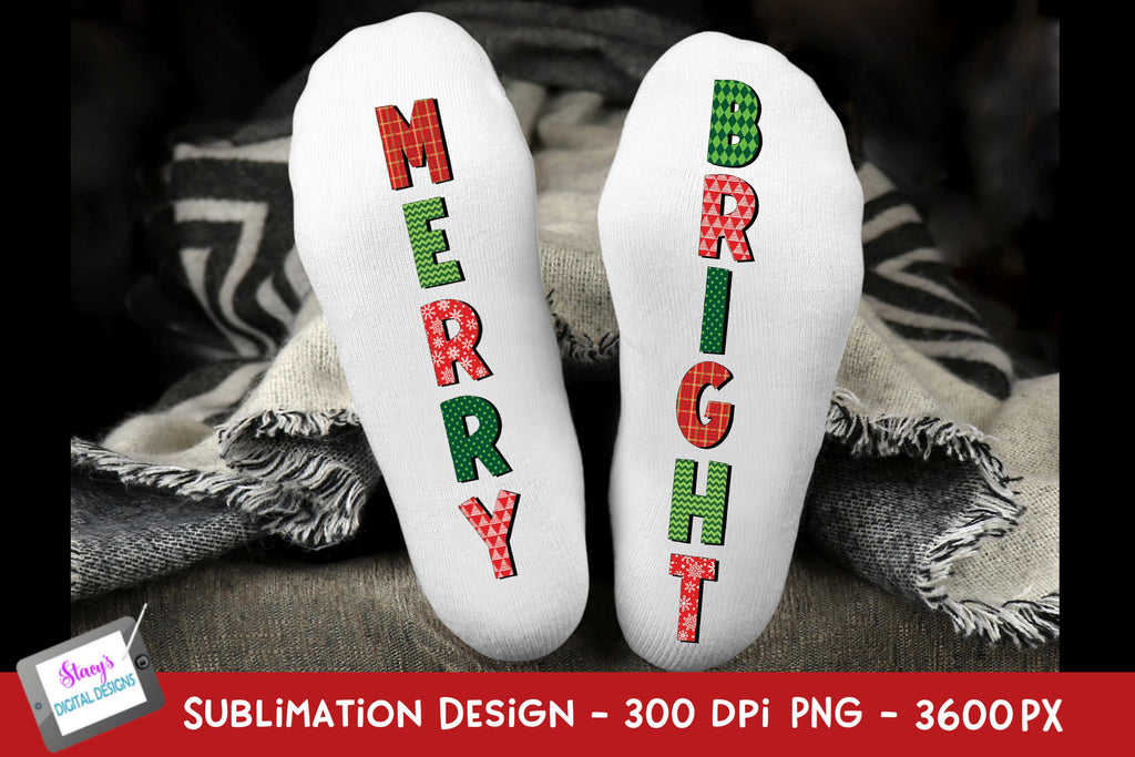 Christmas Sock Sublimation Bundle - PNG for 6 Christmas Socks - So Fontsy