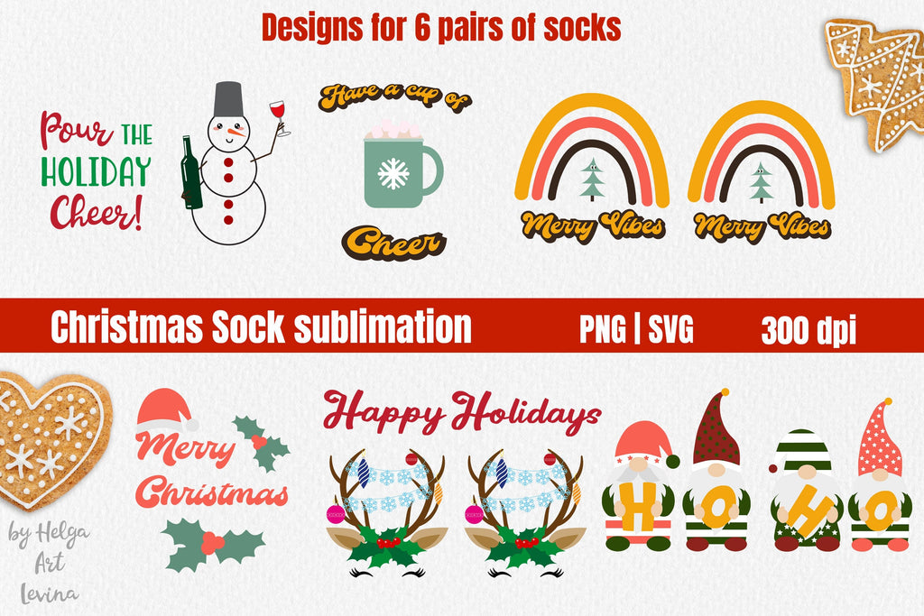 Christmas Socks Sublimation Bundle - So Fontsy