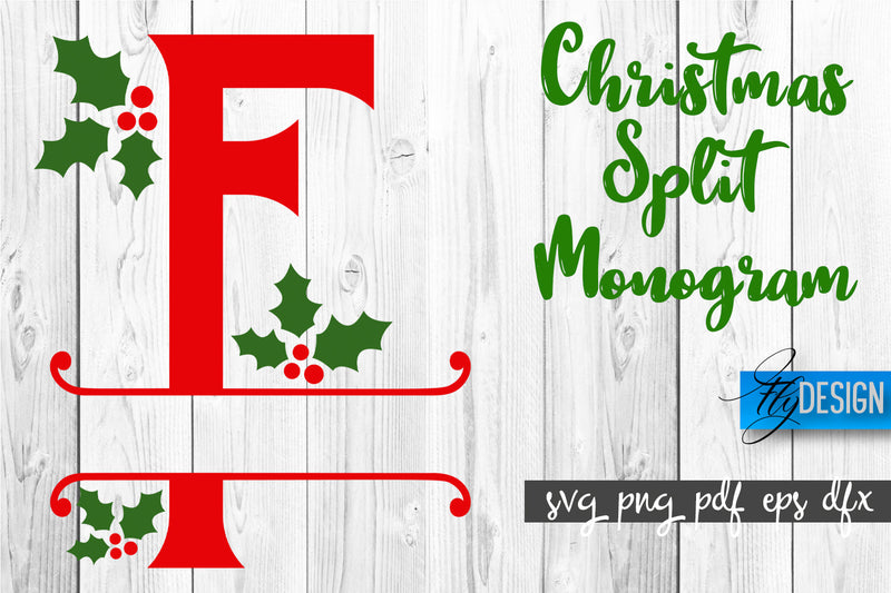 Christmas Split Monogram SVG | Home Design SVG | Xmas SVG - So Fontsy