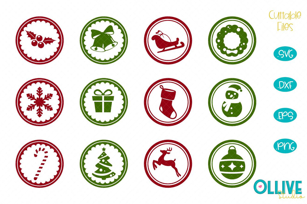 Christmas Stamps Rounds SVG Bundle - So Fontsy