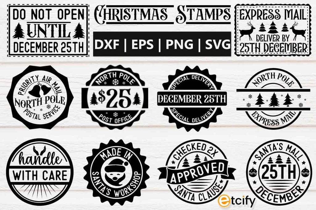 Christmas Stamps SVG Bundle, Christmas Stamps SVG, Stamp SVG, Santa ...