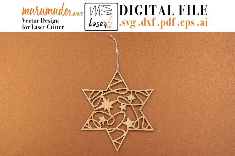 Christmas Star Decoration Digital Vector File for Laser Cutter - So Fontsy