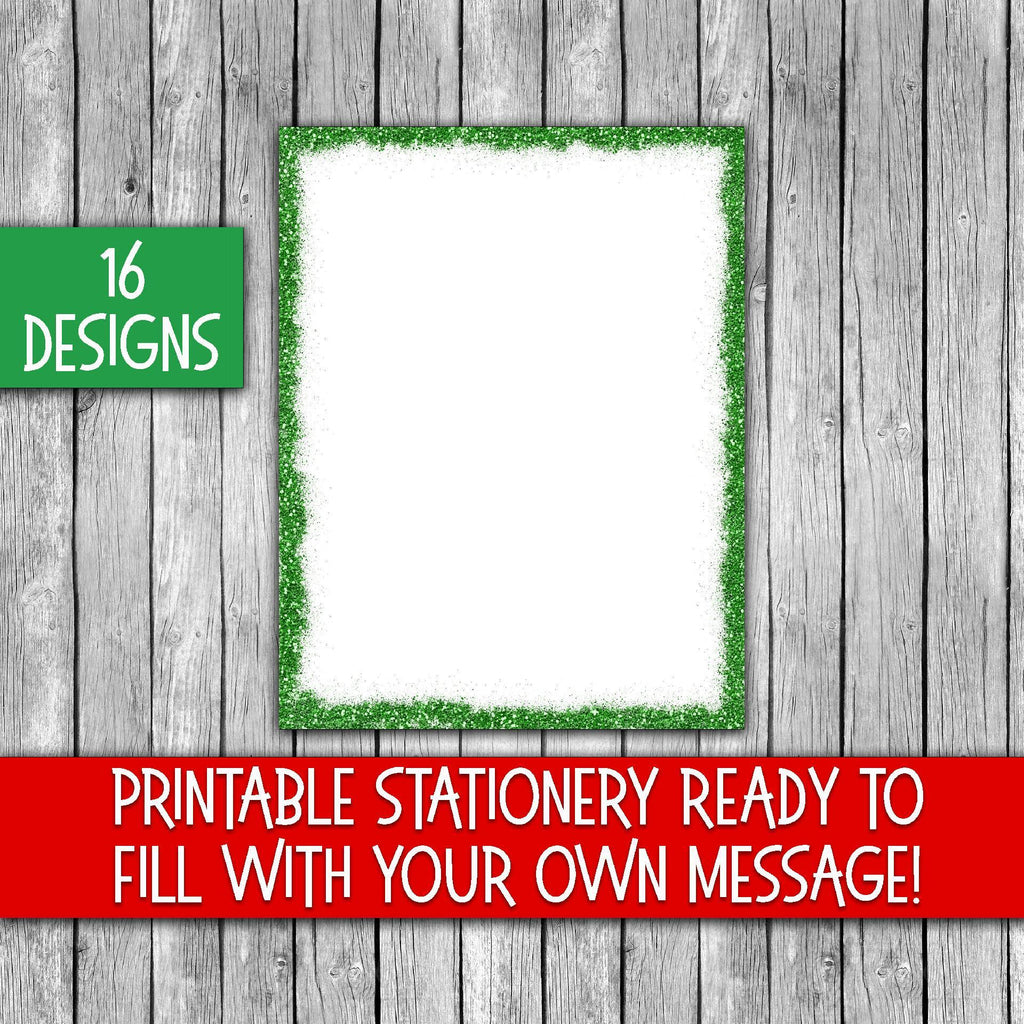 Christmas Stationery - Glitter Borders - Digital Paper - So Fontsy