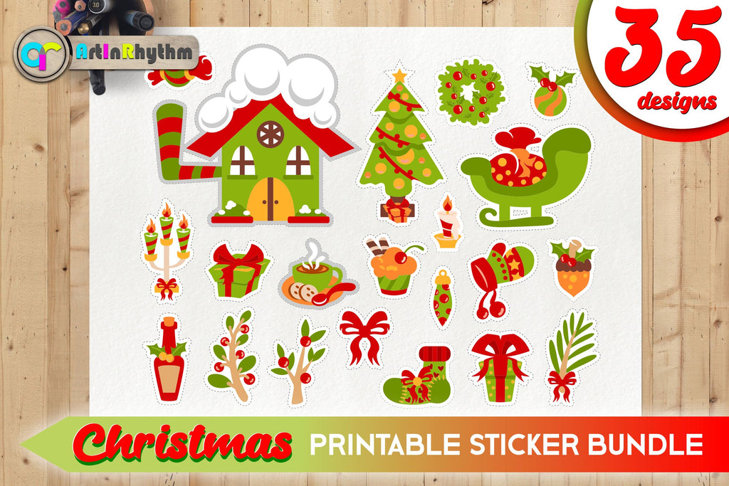 Christmas Sticker Bundle / Printable PNG Clipart - So Fontsy