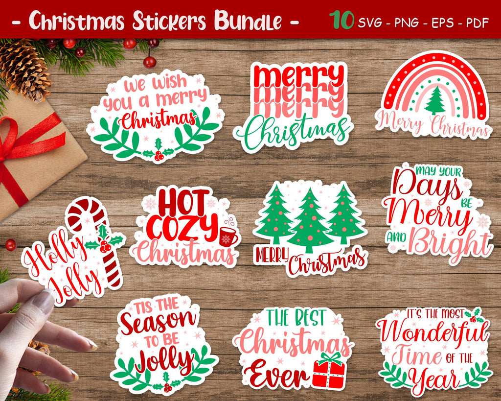 Christmas Sticker Bundle Svg, Sticker Bundle, Christmas Sticker Svg ...