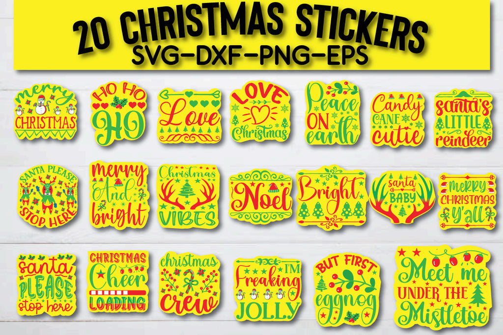 Christmas Sticker Design Bundle, Sticker sign bundle - So Fontsy