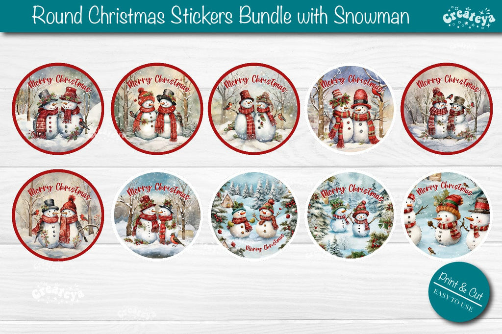 Christmas Stickers Bundle Sticker sheet Round stickers Printable ...