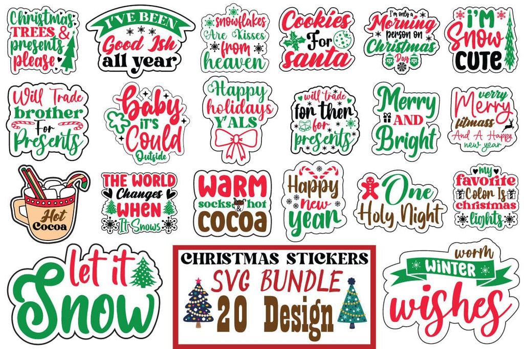 Christmas Stickers Svg Bundle - So Fontsy
