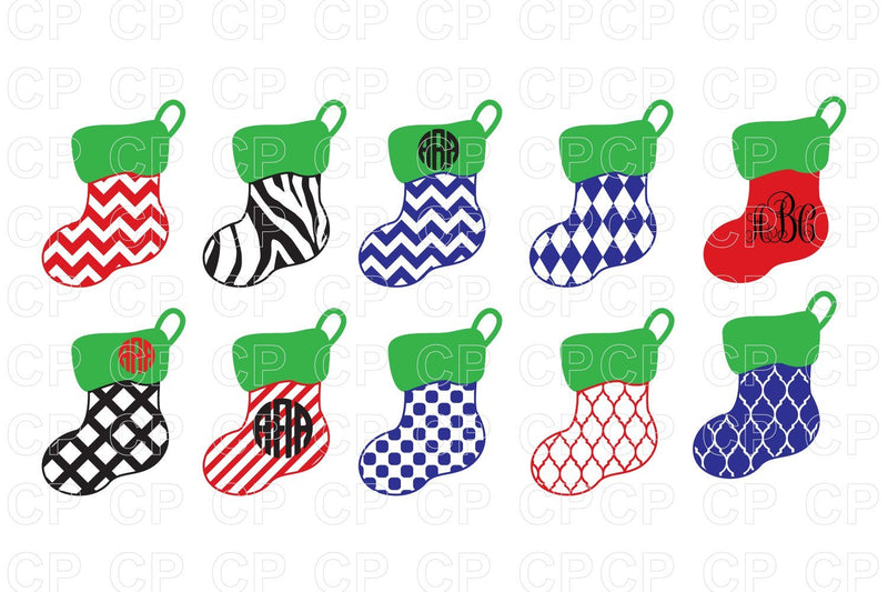 Christmas Stocking SVG, Christmas Monogram SVG - So Fontsy