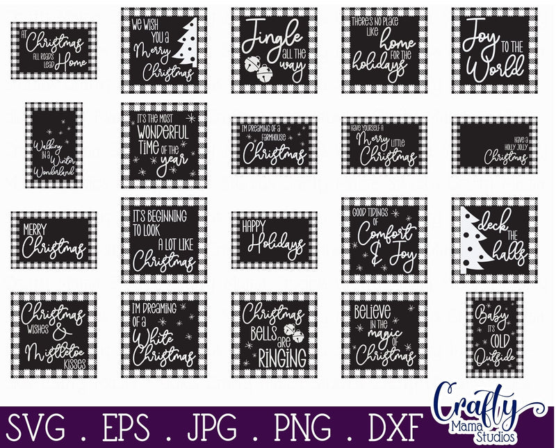 Christmas Svg, Buffalo Plaid Farmhouse Christmas Bundle - So Fontsy