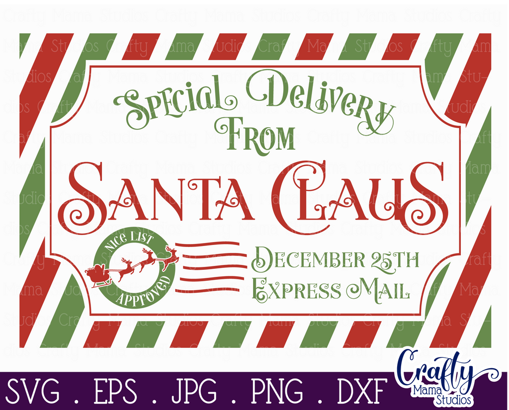 Christmas Svg, Farmhouse Svg, Special Delivery, Santa Claus - So Fontsy