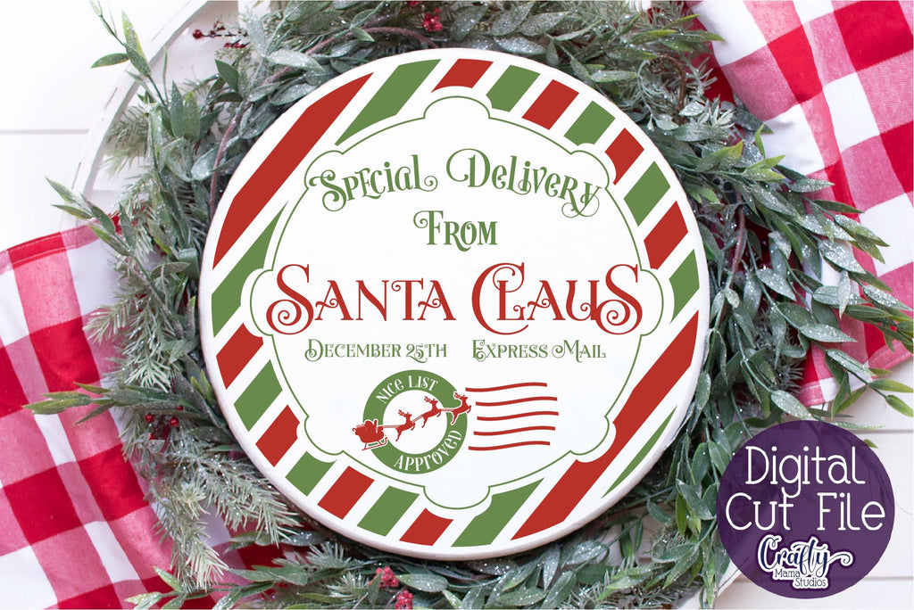 Christmas Svg, Santa Round Sign, Santa's Special Delivery - So Fontsy