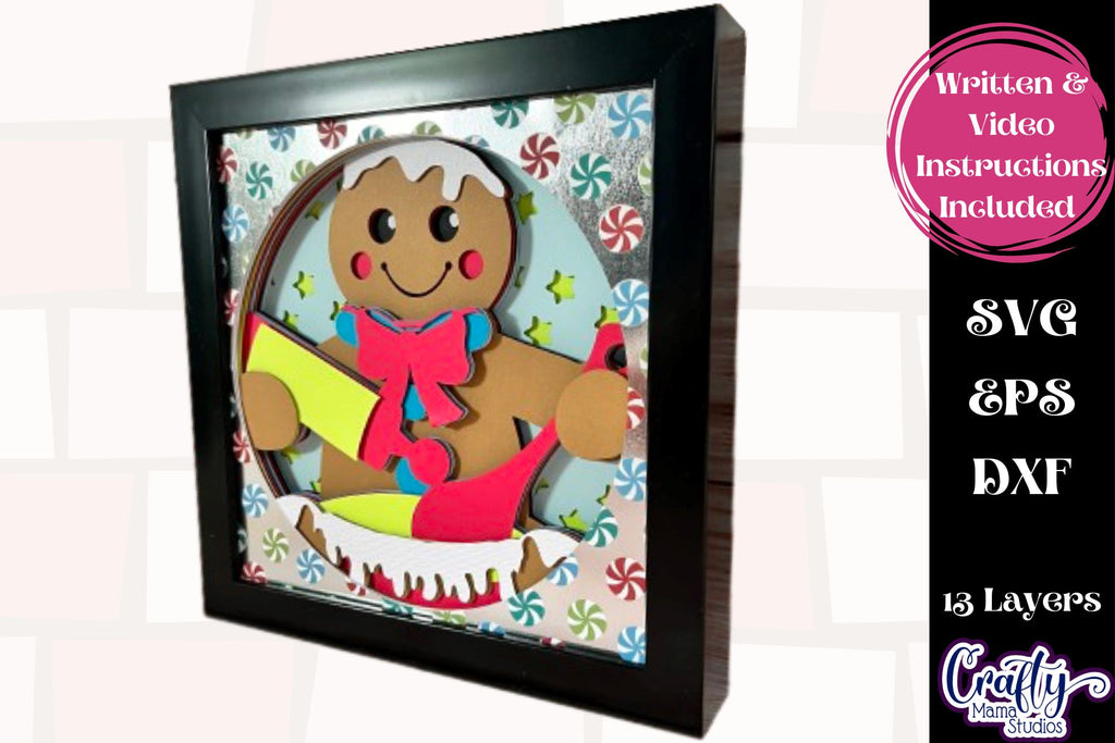 Christmas Svg Shadow Box Design, 3d Layered Gingerbread Man - So Fontsy