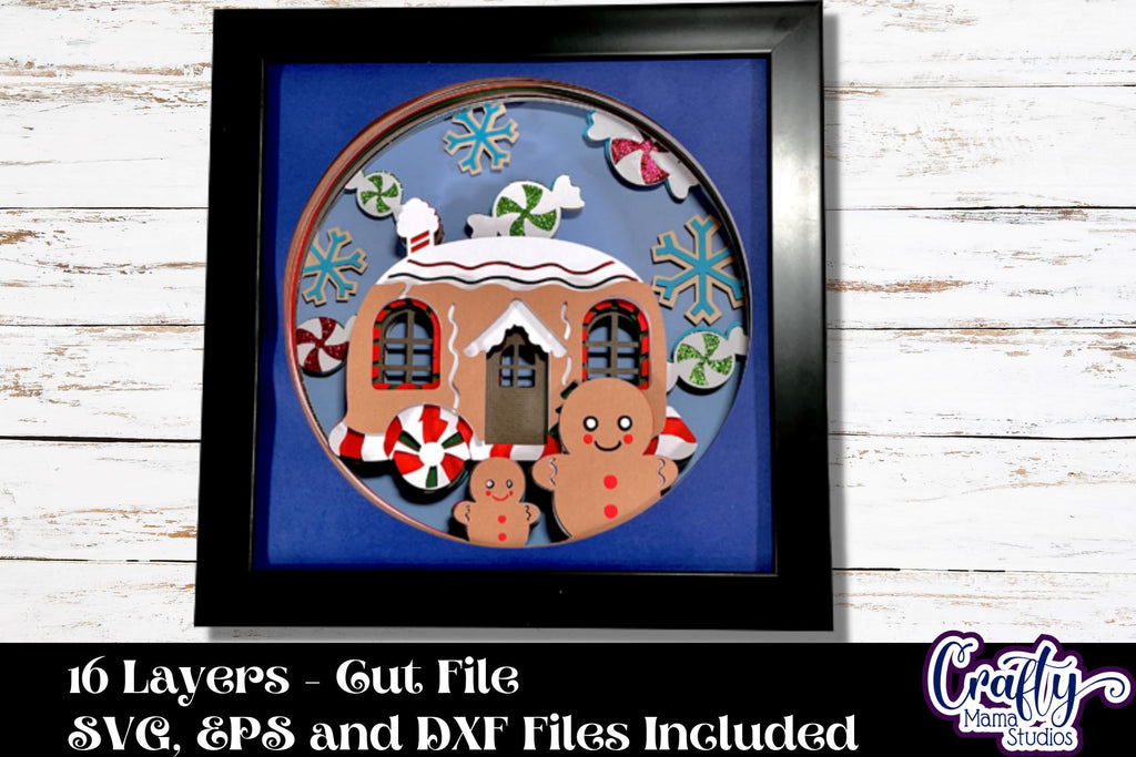 Christmas Svg Shadowbox Design, Gingerbread Shadow Box File - So Fontsy