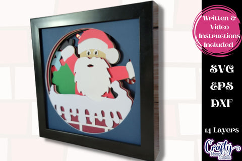 Christmas Svg Shadowbox Design, Santa In Chimney Shadow Box - So Fontsy