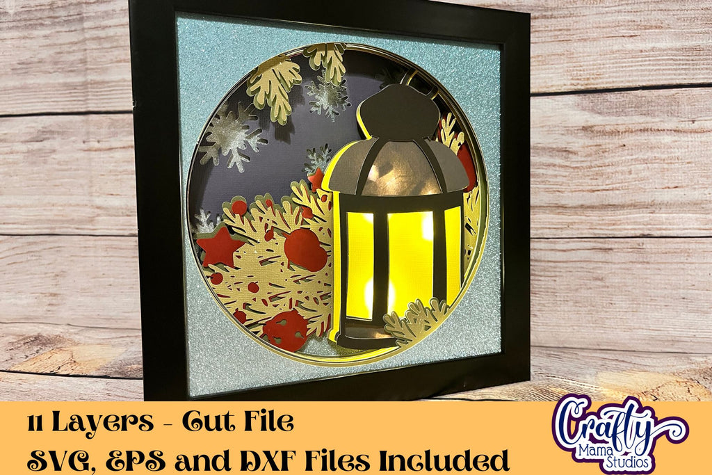 Christmas Svg Shadowbox Design, Winter Lantern Shadow Box - So Fontsy