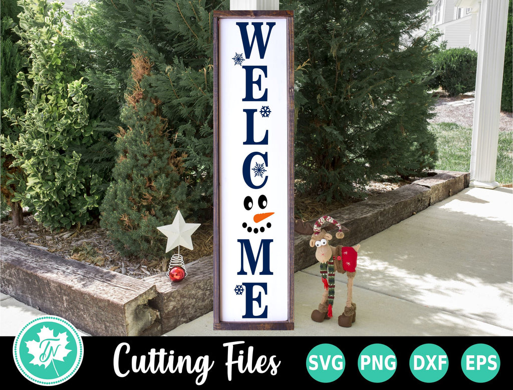 Christmas SVG | Welcome Snowman Vertical Sign - So Fontsy