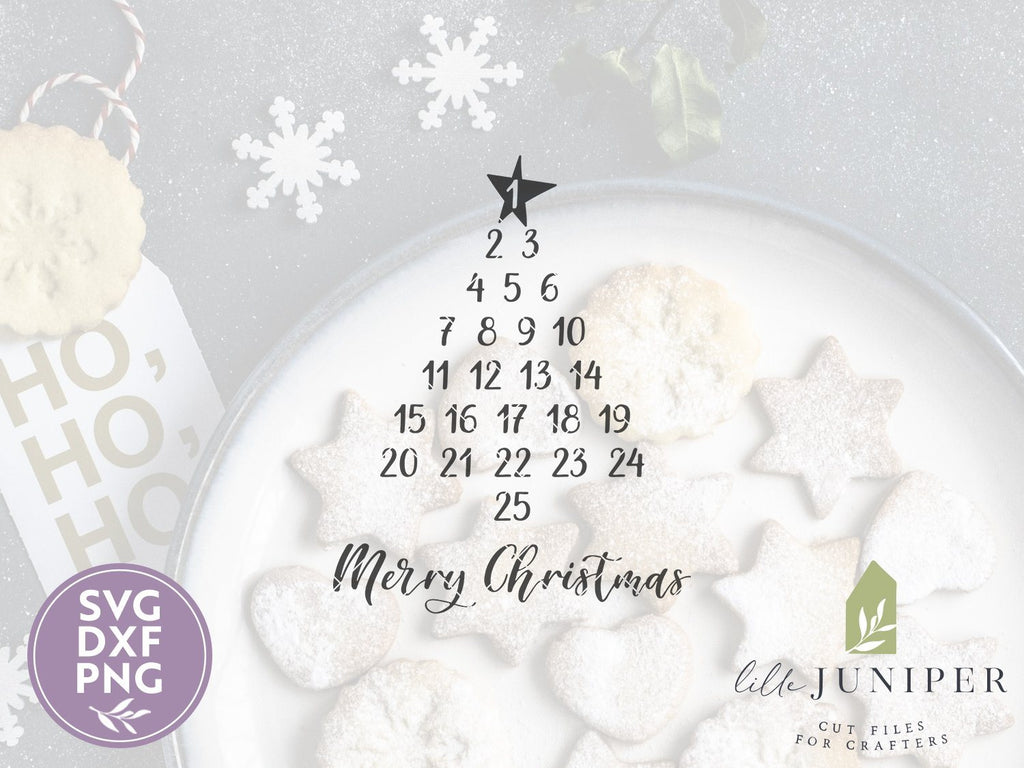 Christmas Tree Advent Calendar SVG | Farmhouse Sign Design - So Fontsy