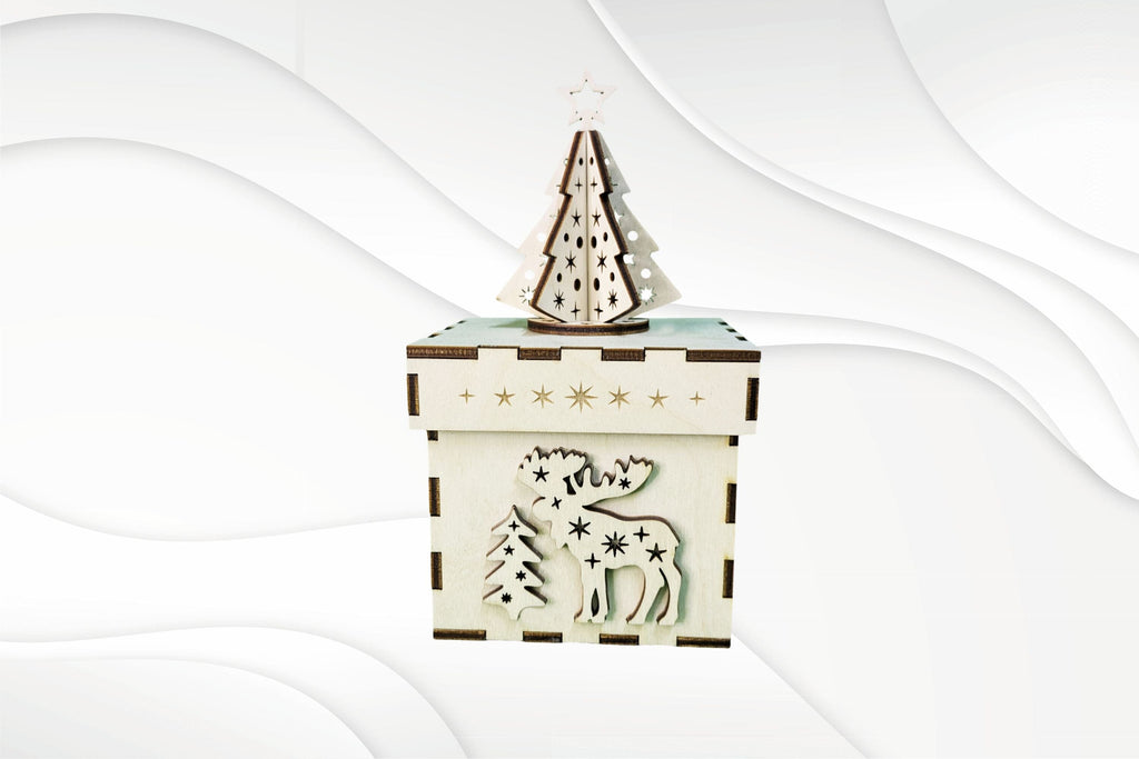 Christmas Tree Box, laser cutting design. Laser cut pattern. - So Fontsy