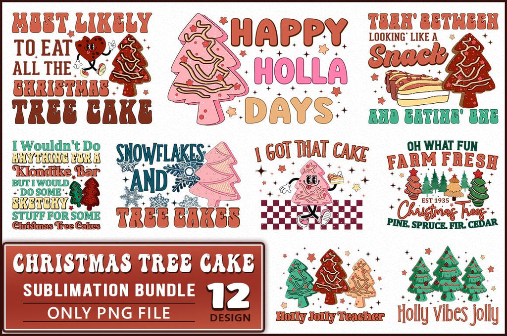 Christmas Tree Cake Sublimation Bundle - So Fontsy