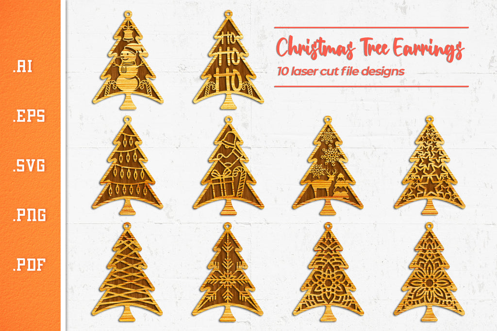 Christmas Tree Earrings - SVG Cut Files - So Fontsy