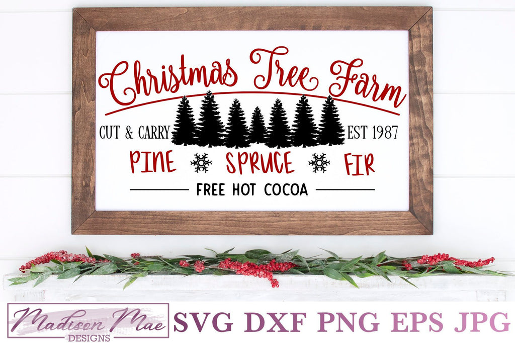 Christmas Tree Farm, Christmas Sign SVG - So Fontsy