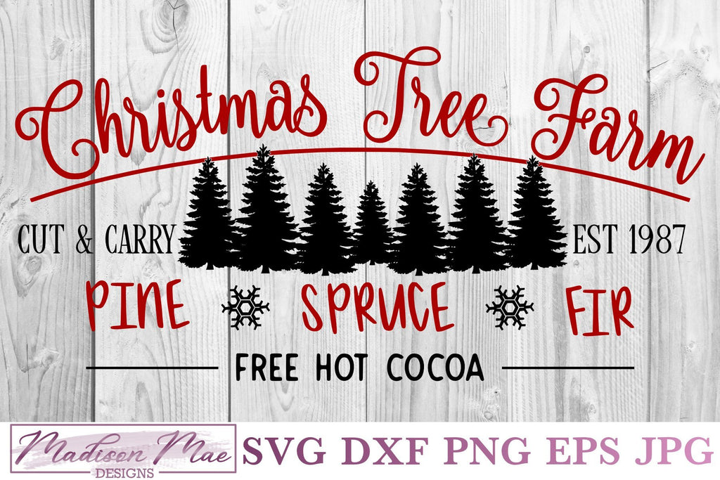 Christmas Tree Farm, Christmas Sign SVG - So Fontsy