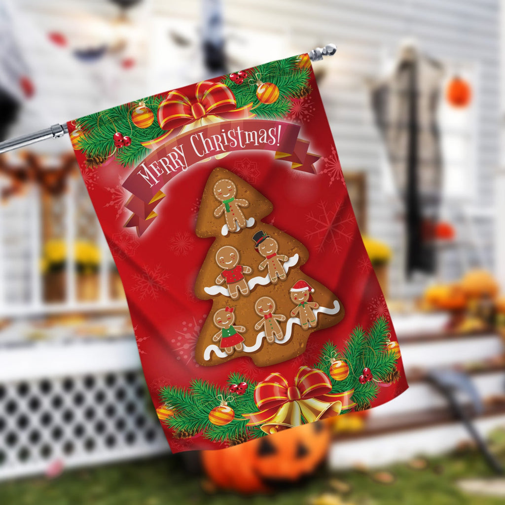Christmas Tree Gingerbread Man Garden Flag - 12x18 Garden Flag ...