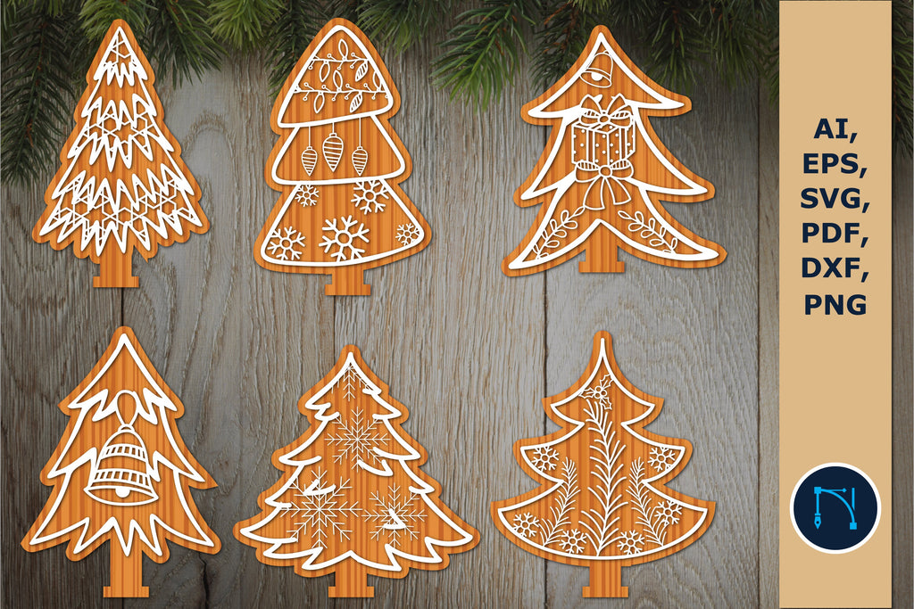 Christmas tree laser cut SVG bundle - So Fontsy