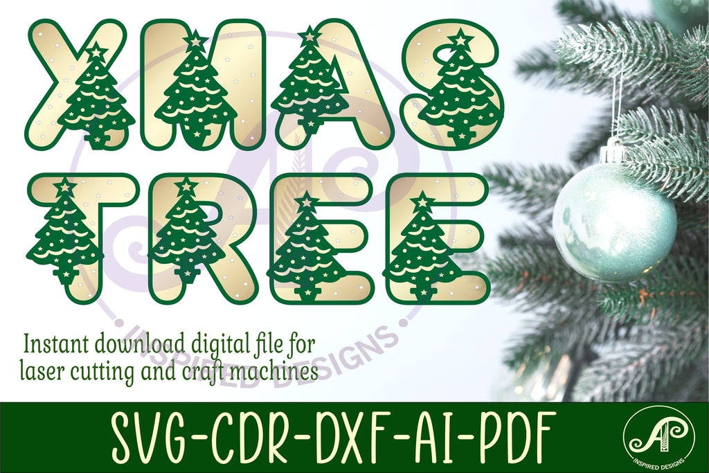 Christmas tree letters alphabet set. 26 layered letter - So Fontsy
