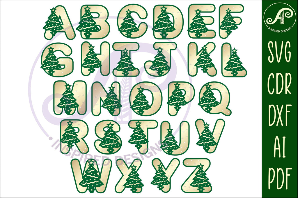 Christmas tree letters alphabet set. 26 layered letter - So Fontsy