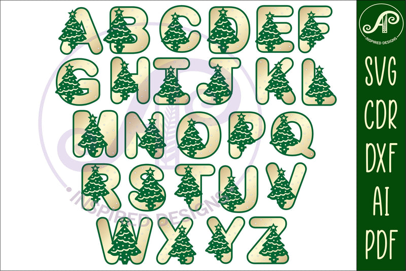 Christmas tree letters alphabet set. 26 layered letter - So Fontsy