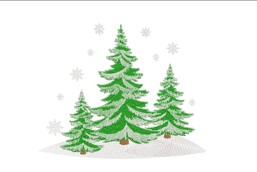 Christmas tree machine embroidery design, Snowflakes embroidery design ...