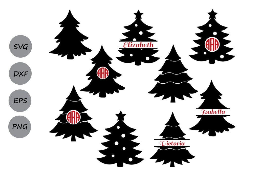 Christmas Tree Monogram| Christmas SVG Cut Files - So Fontsy