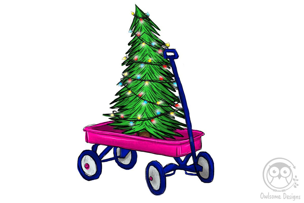 Christmas Tree On Wagon PNG - So Fontsy