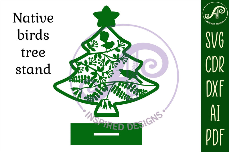 Christmas tree stand, laser cut file, New Zealand birds - So Fontsy