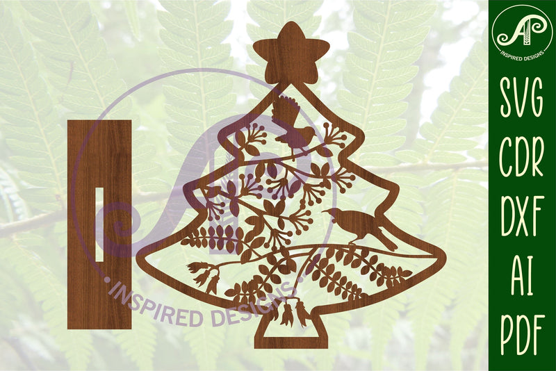 Christmas tree stand, laser cut file, New Zealand birds - So Fontsy