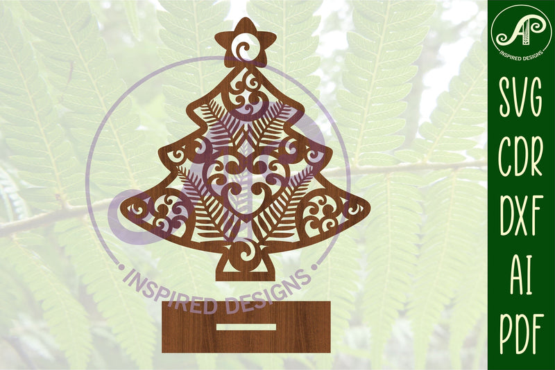 Christmas tree stand, laser cut file, New Zealand theme - So Fontsy
