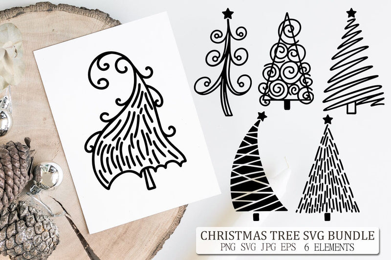 Christmas Tree SVG Bundle | Doodle Winter Designs - So Fontsy