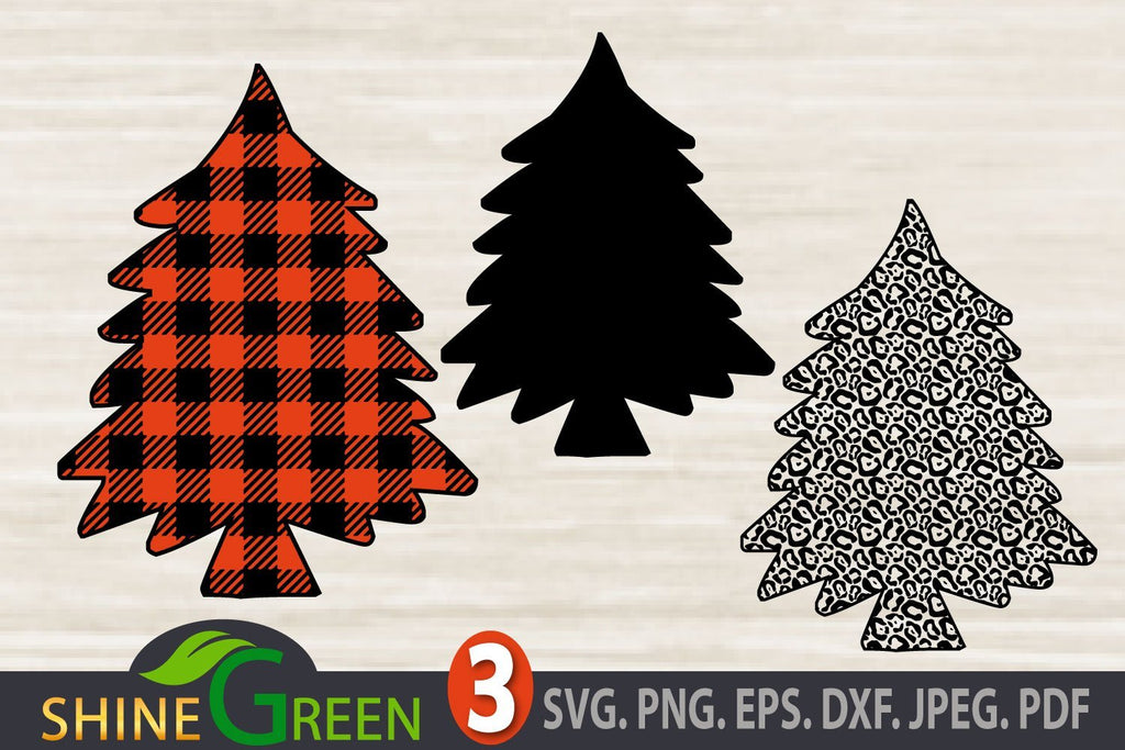 Christmas Tree SVG Plaid, Animal Print Clipart for Silhouette, Cricut ...