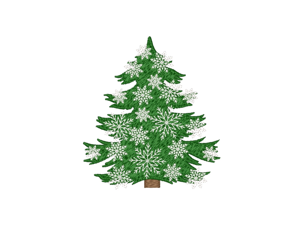 Christmas Tree With Snowflakes Machine Embroidery Design, 4 sizes ...