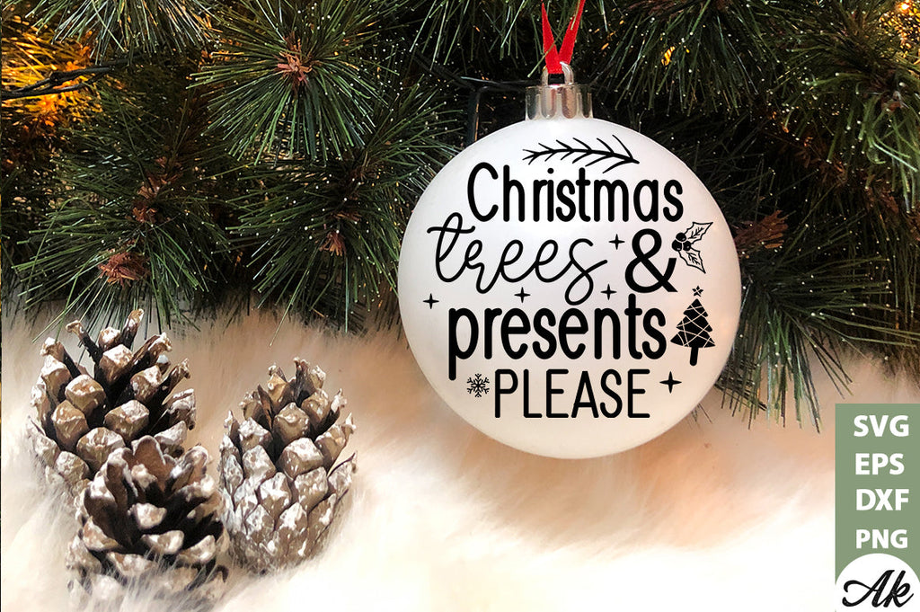 Christmas trees & presents please Round Sign - So Fontsy