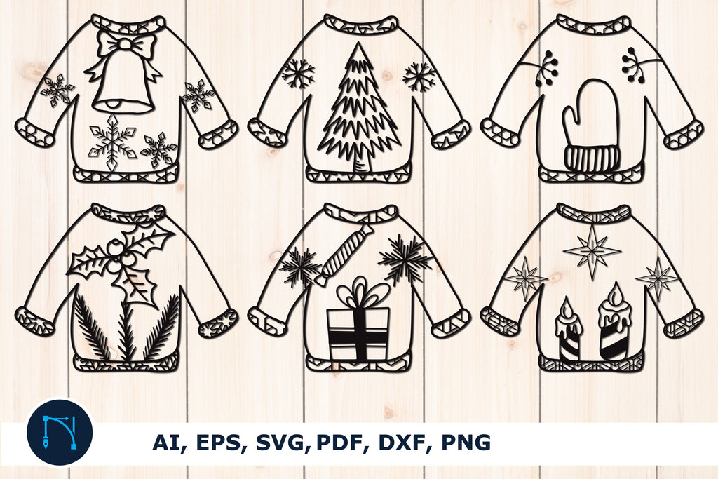 Christmas Ugly Sweater Ornament SVG bundle - So Fontsy