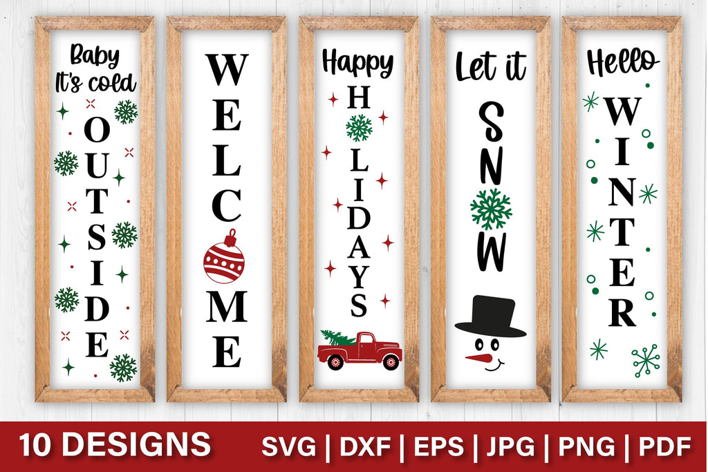 Christmas Vertical Porch Signs | Christmas SVG Bundle - So Fontsy