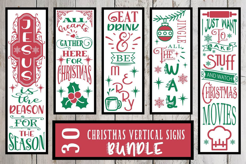 Christmas Vertical Porch Signs Svg Bundle - So Fontsy