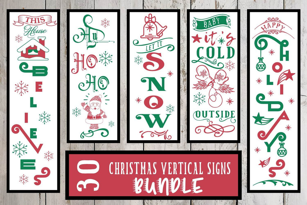 Christmas Vertical Porch Signs Svg Bundle - So Fontsy