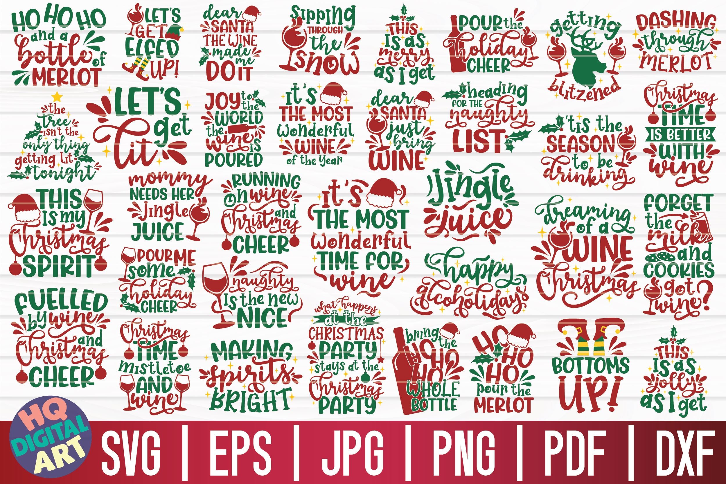 Christmas wine SVG Bundle | 34 designs - So Fontsy